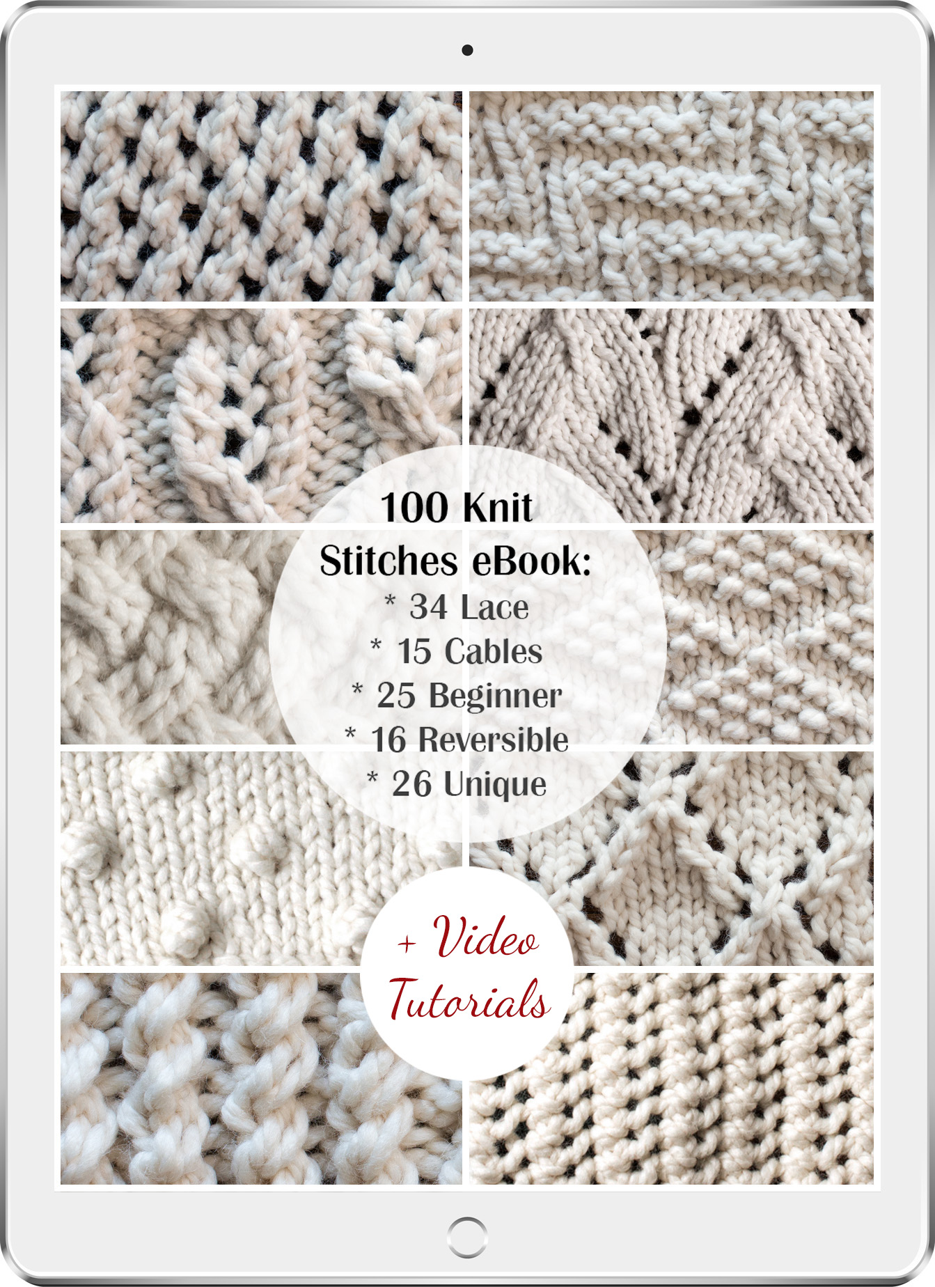 100 Days of Knit Stitches eBook Bundle + 100 Video Tutorials : Brome Fields