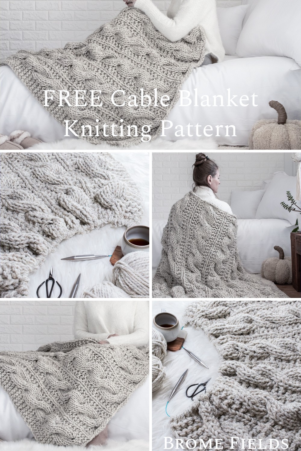 Chunky Cable Knit Blanket : Free Knitting Pattern