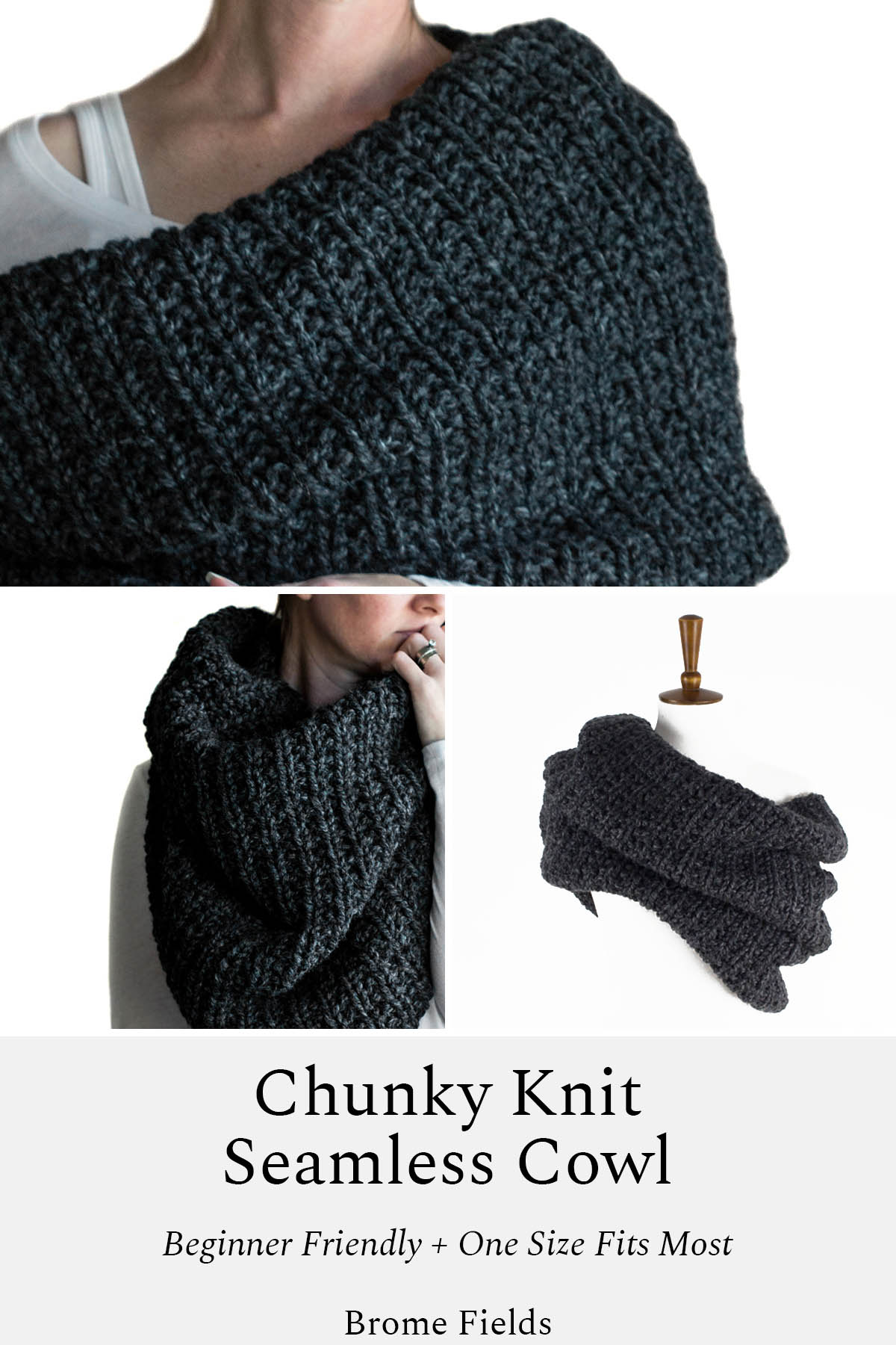 Oversized Chunky Knit Cowl : Free Knitting Pattern : Brome Fields