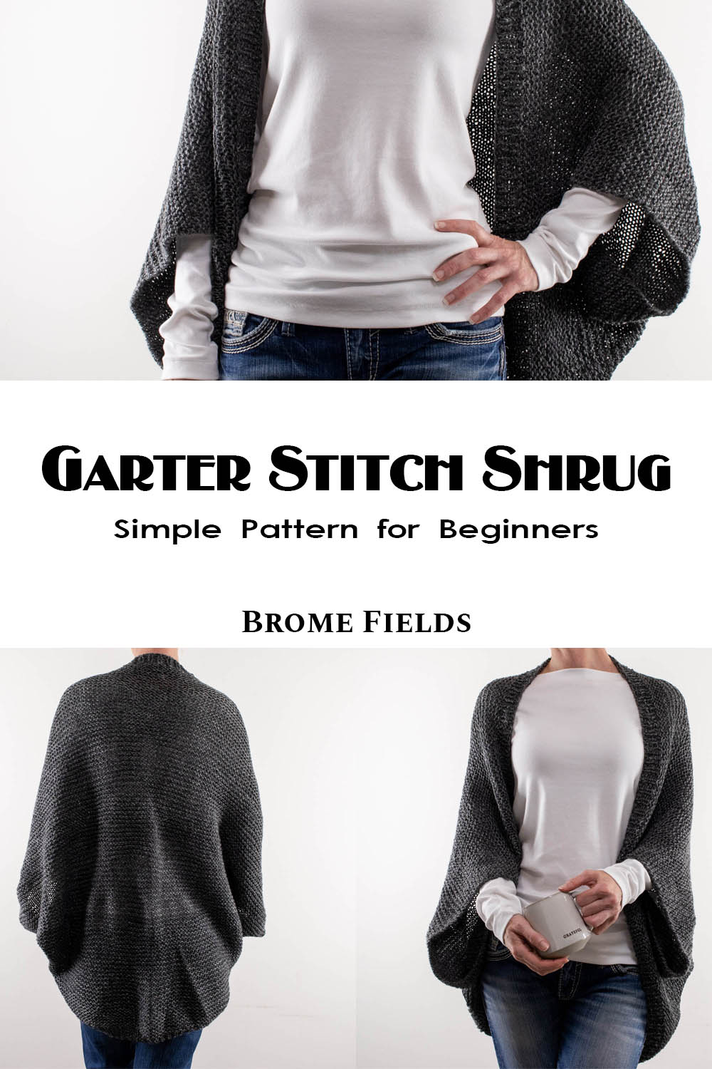 Garter Stitch Knitted Shrug Pattern : Brome Fields