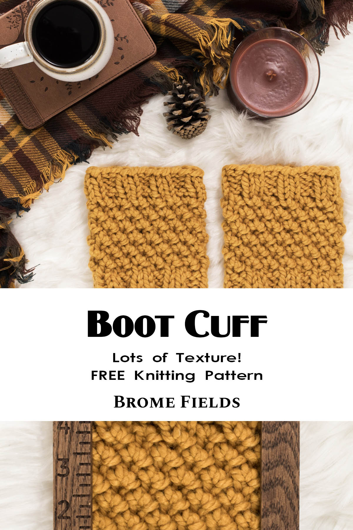 Textured Boot Cuff Knitting Pattern : Brome Fields