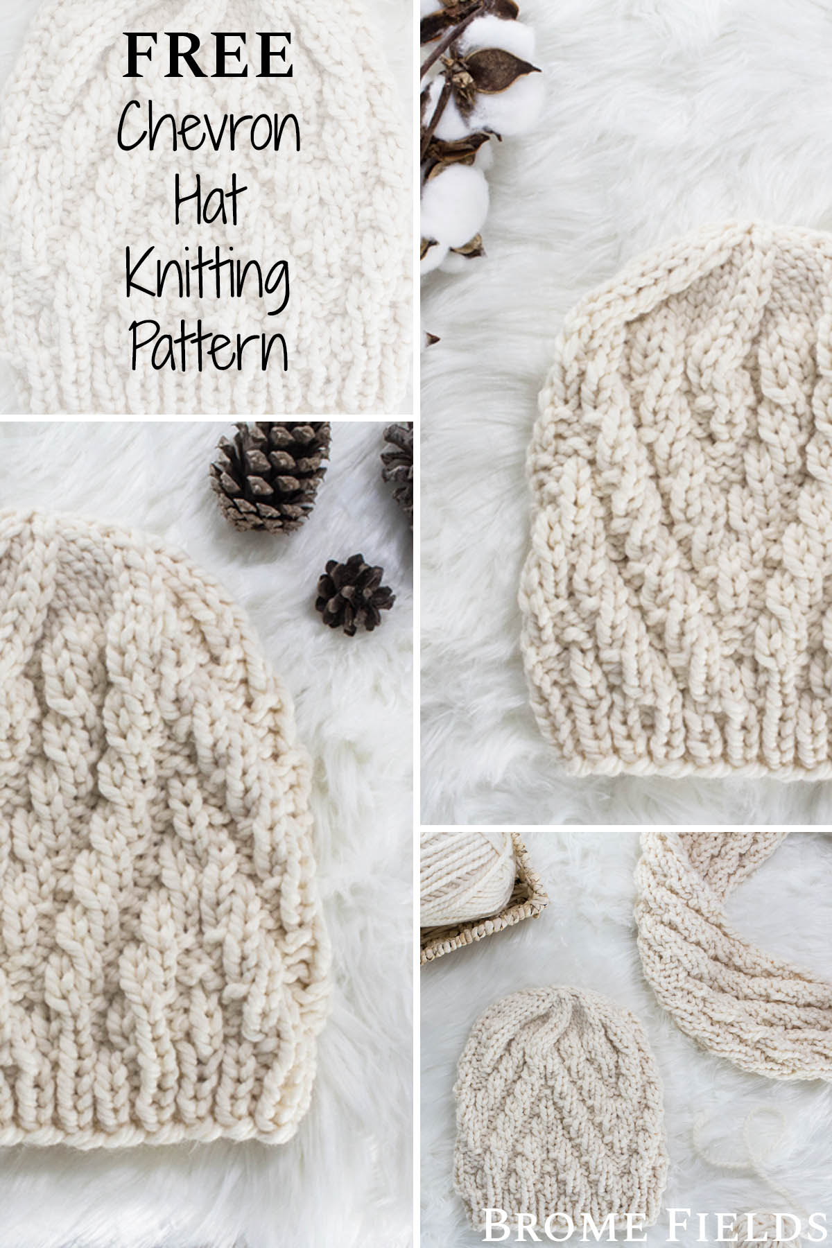 Chunky Chevron Hat Knitting Pattern : Brome Fields