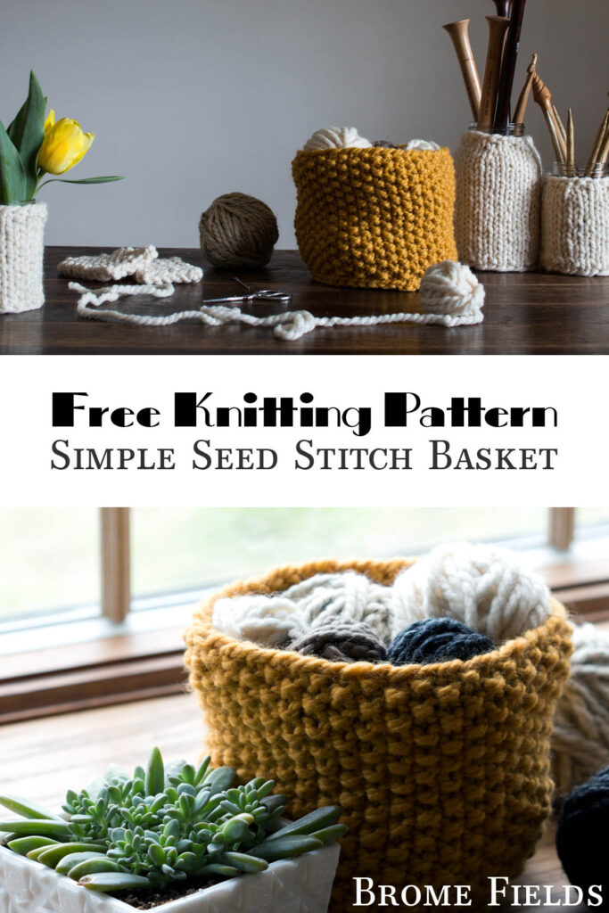 Simple Knitted Basket Brome Fields Knitting Pattern