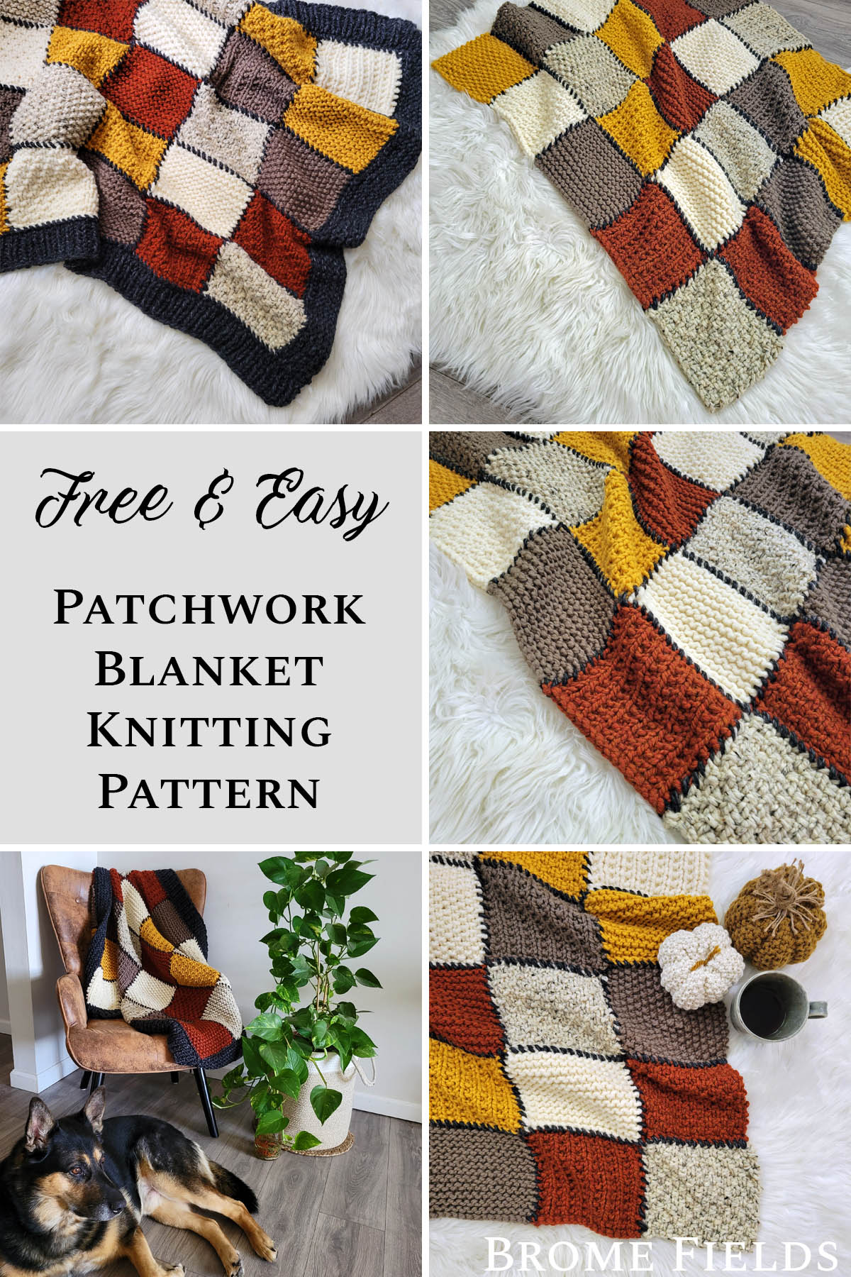 Patchwork Blanket Knitting Pattern, FREE : Baby, Throw, Twin Sizes