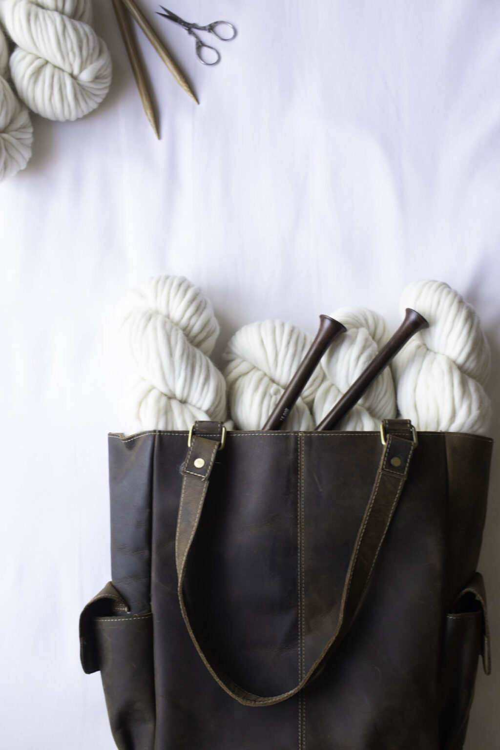 The Rustic Leather Knitting Bag That Gets Better With Age